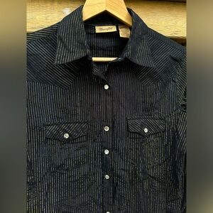 Wrangler | Tops | Vintage Wrangler Button Up Metallic Pinstripe Sparkle ...